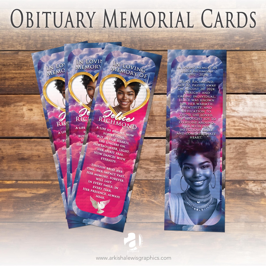 Obituary Memorial Card - Etsy