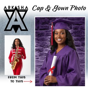 Graduate Cap & Gown Photo (digital Photoshop Edit), Custom Photoshop ...