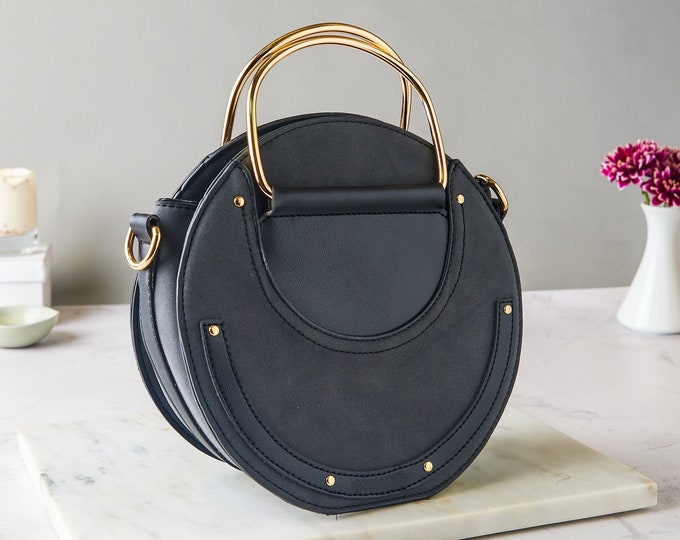 Pill Circular Crossbody Bag, Screen Printed Colour Block Red Handbag ...