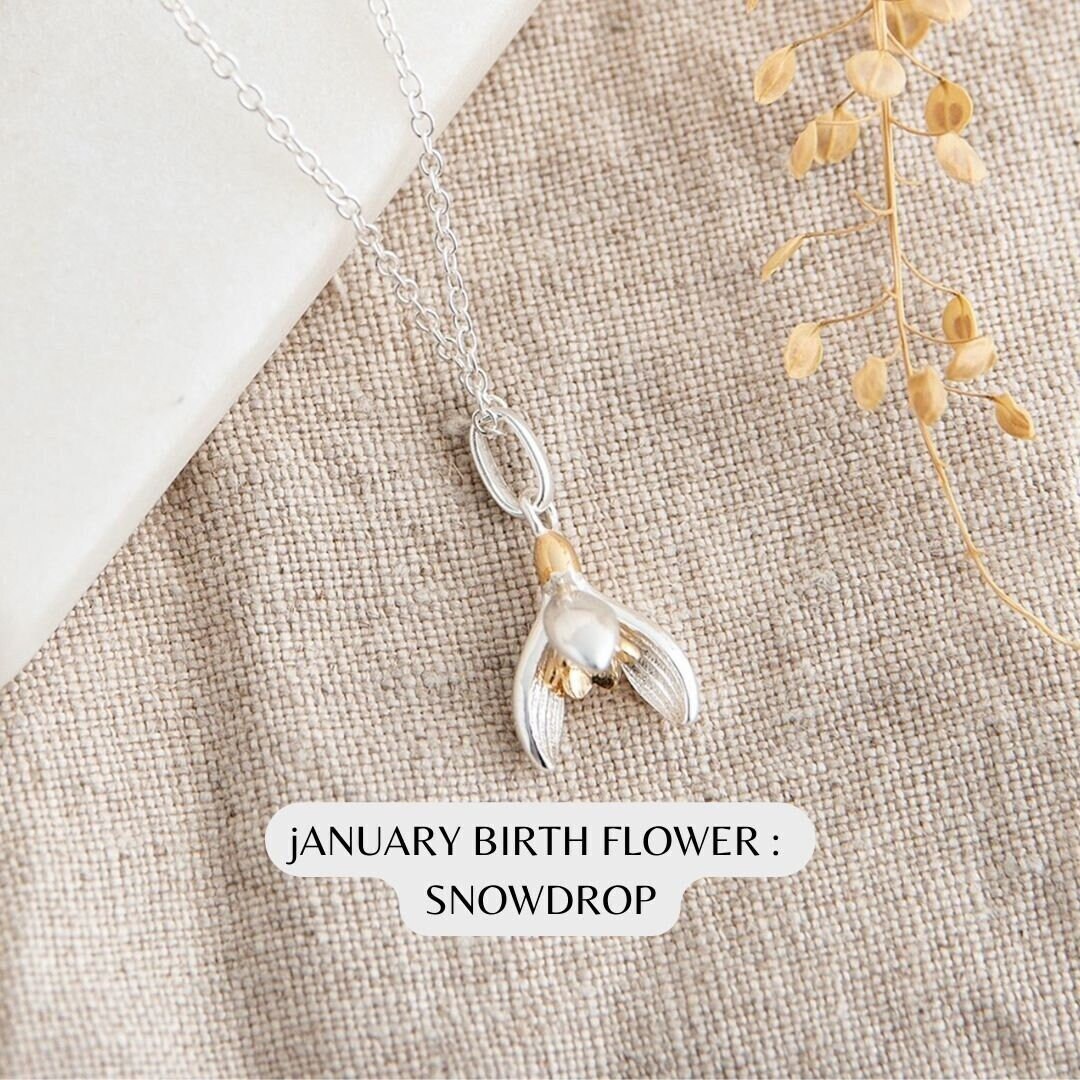 January Birth Flower Necklace Sterling Silver Snowdrop Necklace ...
