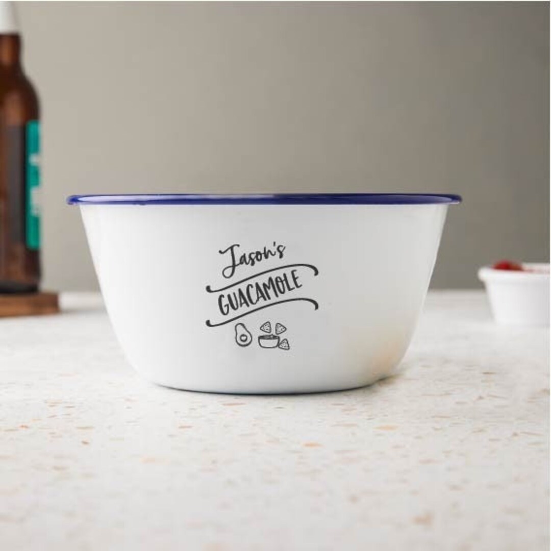 Personalised Enamel Guacamole Bowl, Personalised Snack Bowl for Mexican ...