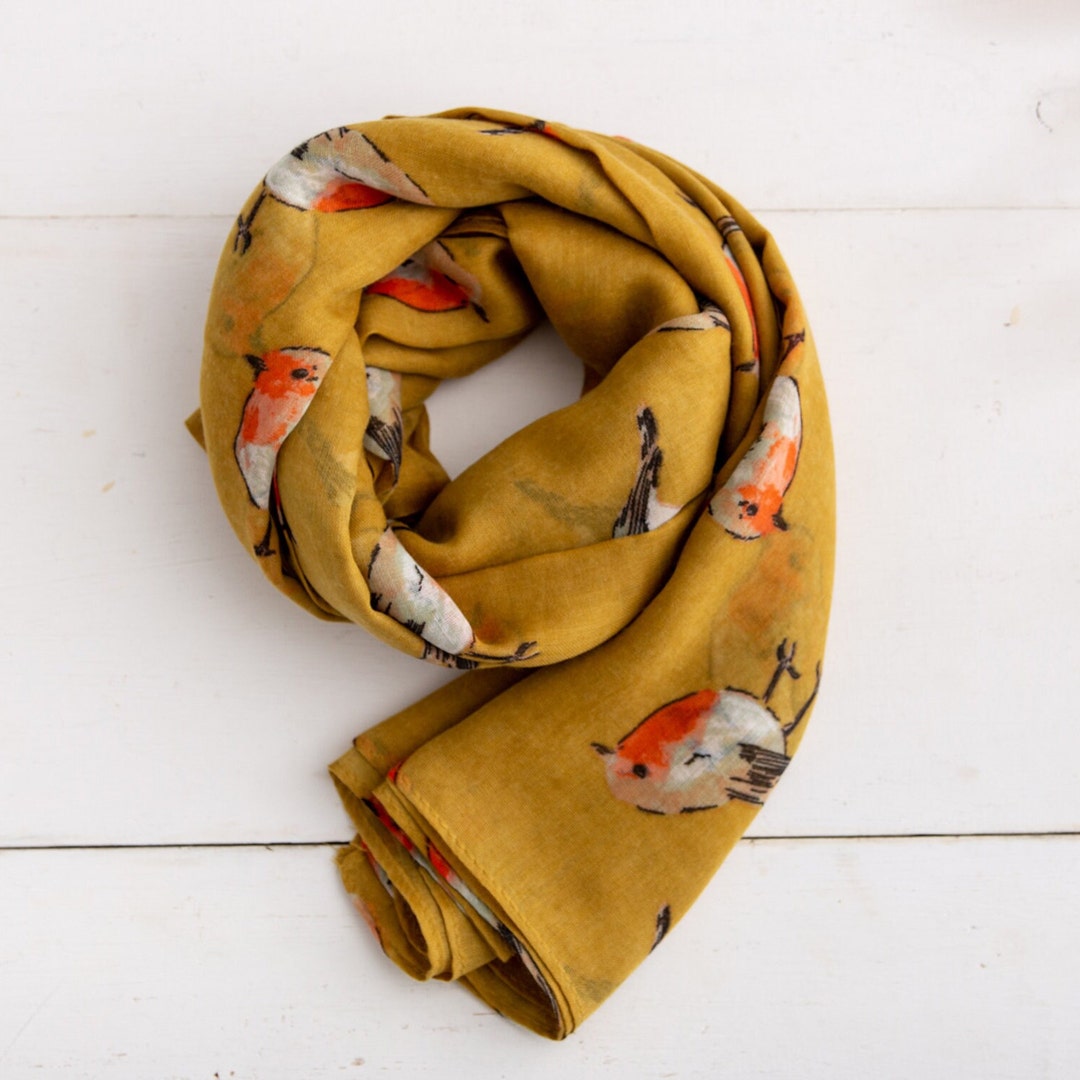 Mustard Robin Scarf Personalised Scarf Personalized Mothers Day Gifts ...