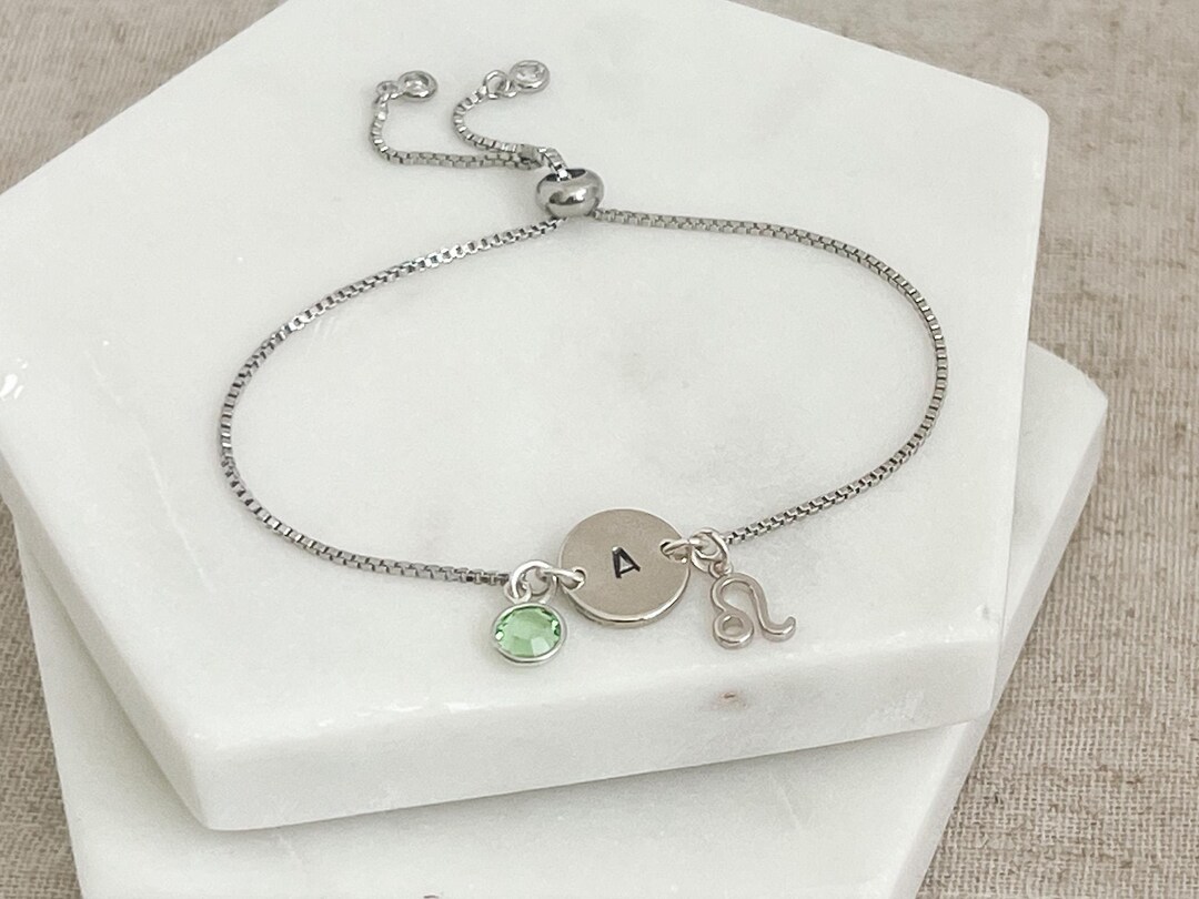 Leo Silver Zodiac Bracelet - Personalised Jewelry Gift - July Birthday ...