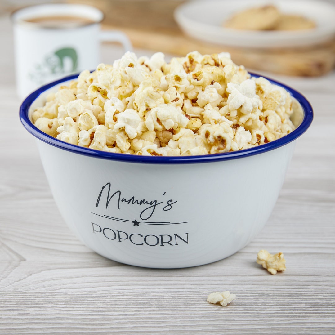 Personalised Enamel Popcorn Bowl, Personalized Gifts, Housewarming Gift ...