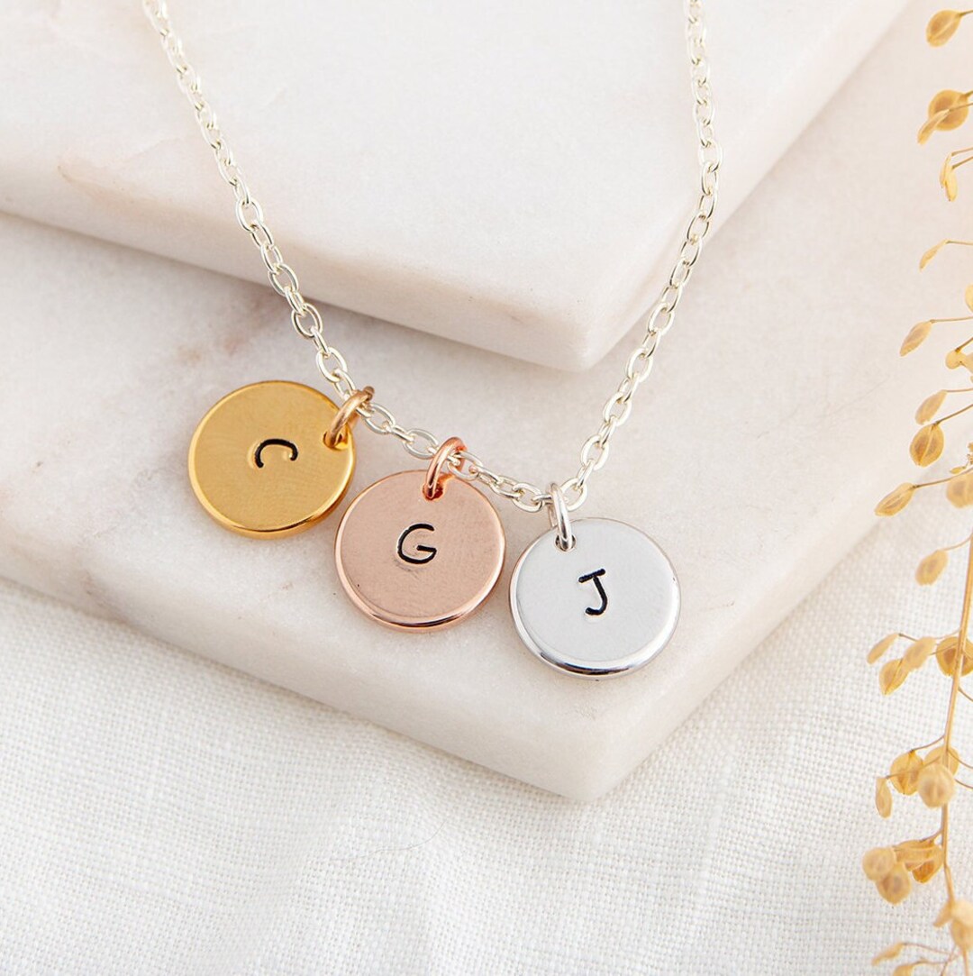 3 Initial Necklace Triple Initial Jewelry Mom Necklace - Etsy