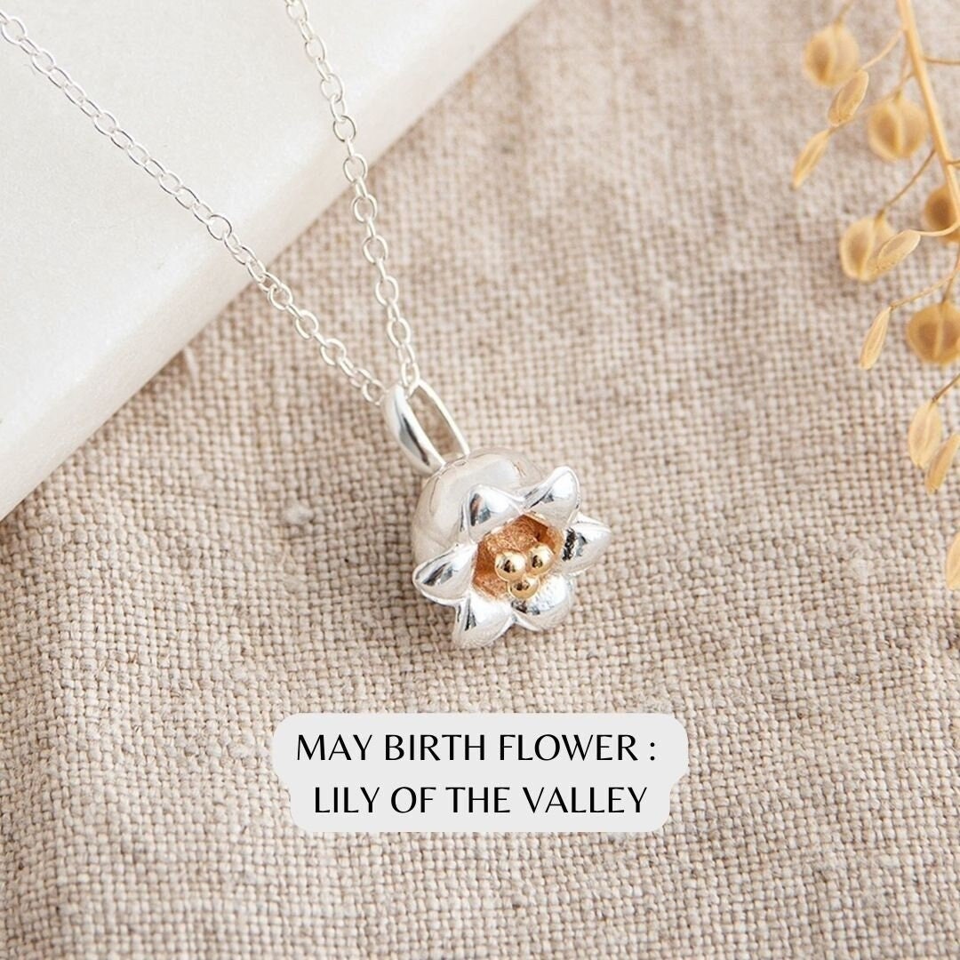 May Birth Flower Necklace Sterling Silver Lily of the Valley Necklace ...