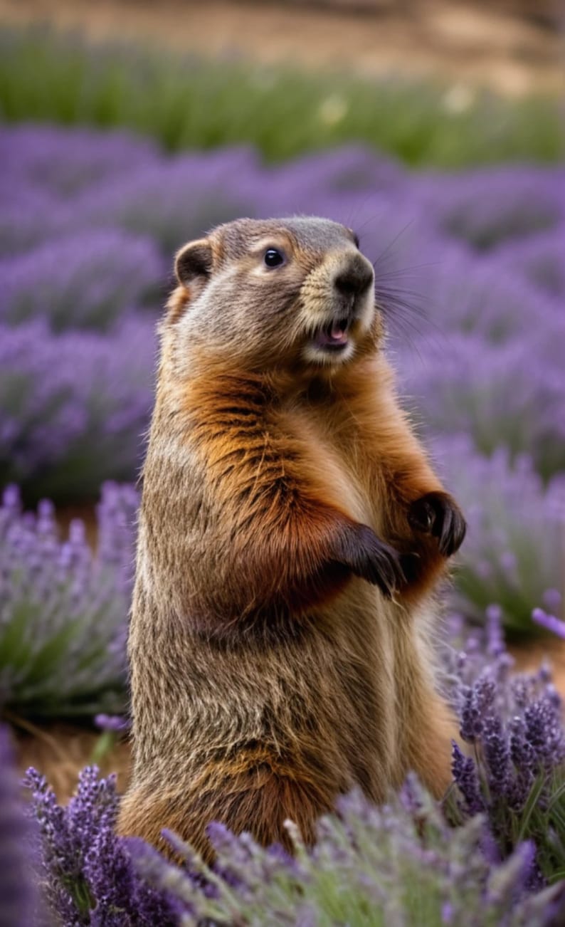 Digital Image of a Groundhog W/lavender - Etsy