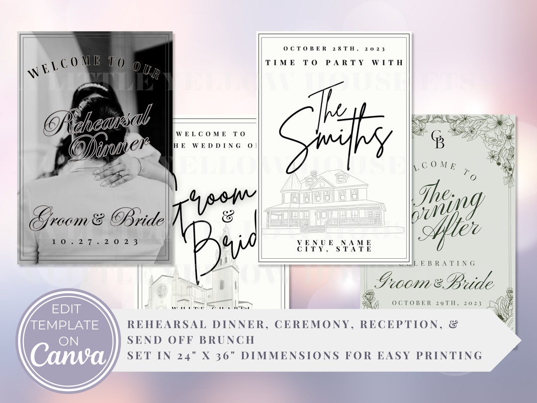 Ultimate Wedding Poster Bundle 4 Templates, Fully Customizable, Canva ...