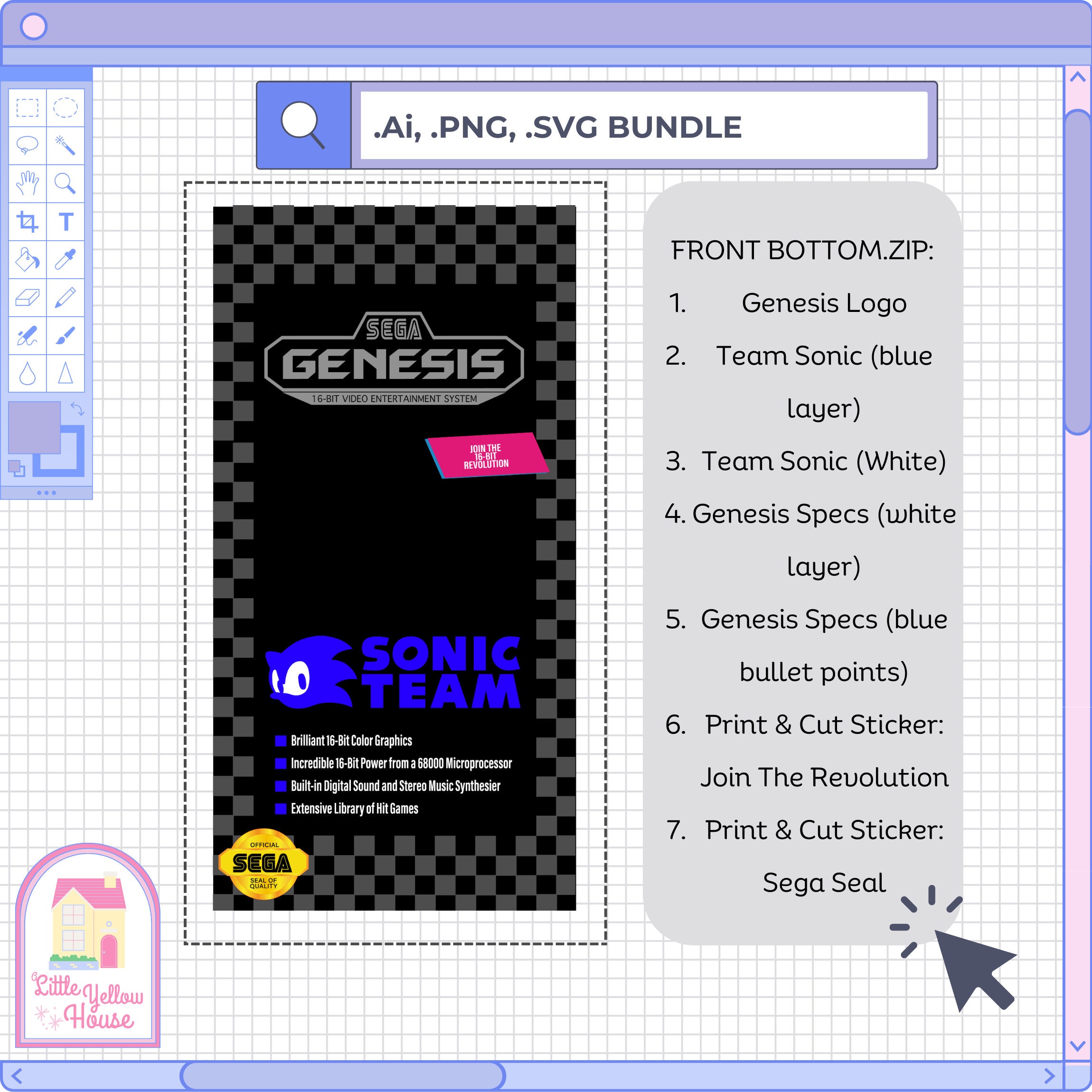 Sega Genesis Game Cabinet Vinyl SVG PNG Ai Digital Download Bundle - Etsy