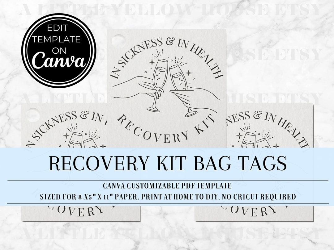 Hangover Recovery Kit Gift Tag Wedding, CANVA Template, DIY Print at ...