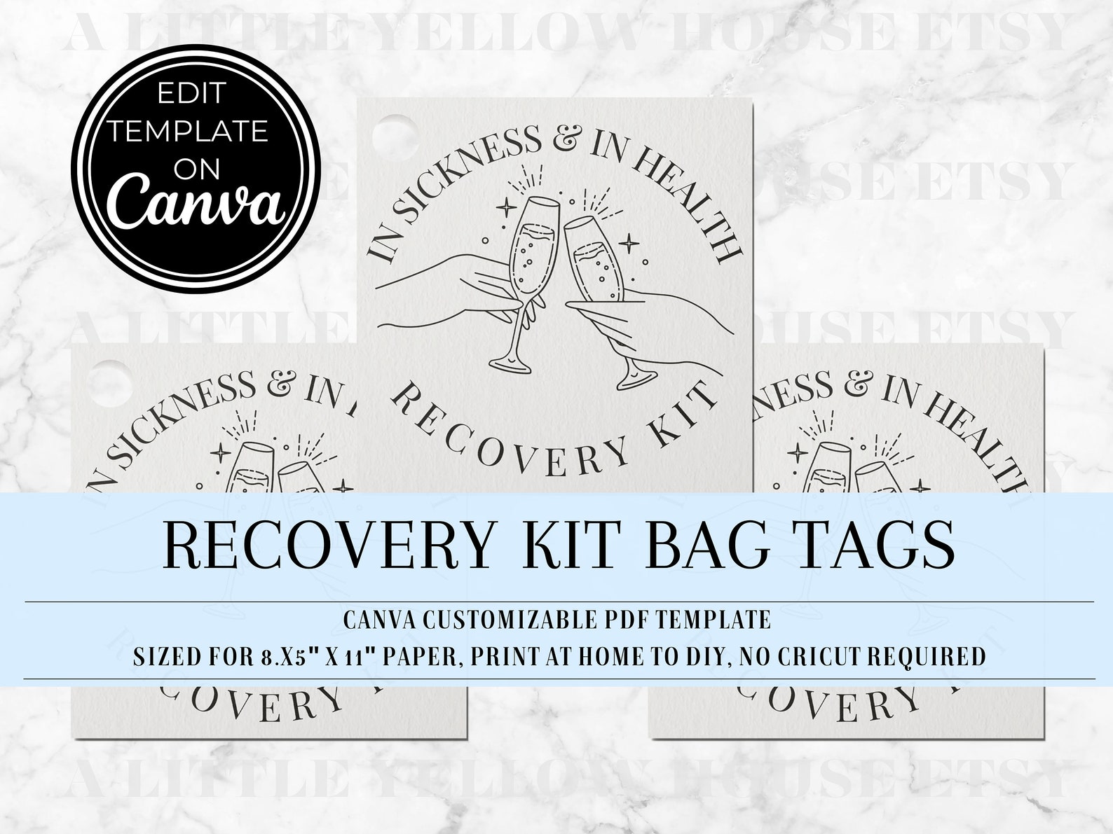 Hangover Recovery Kit Gift Tag Wedding, CANVA Template, DIY Print at ...