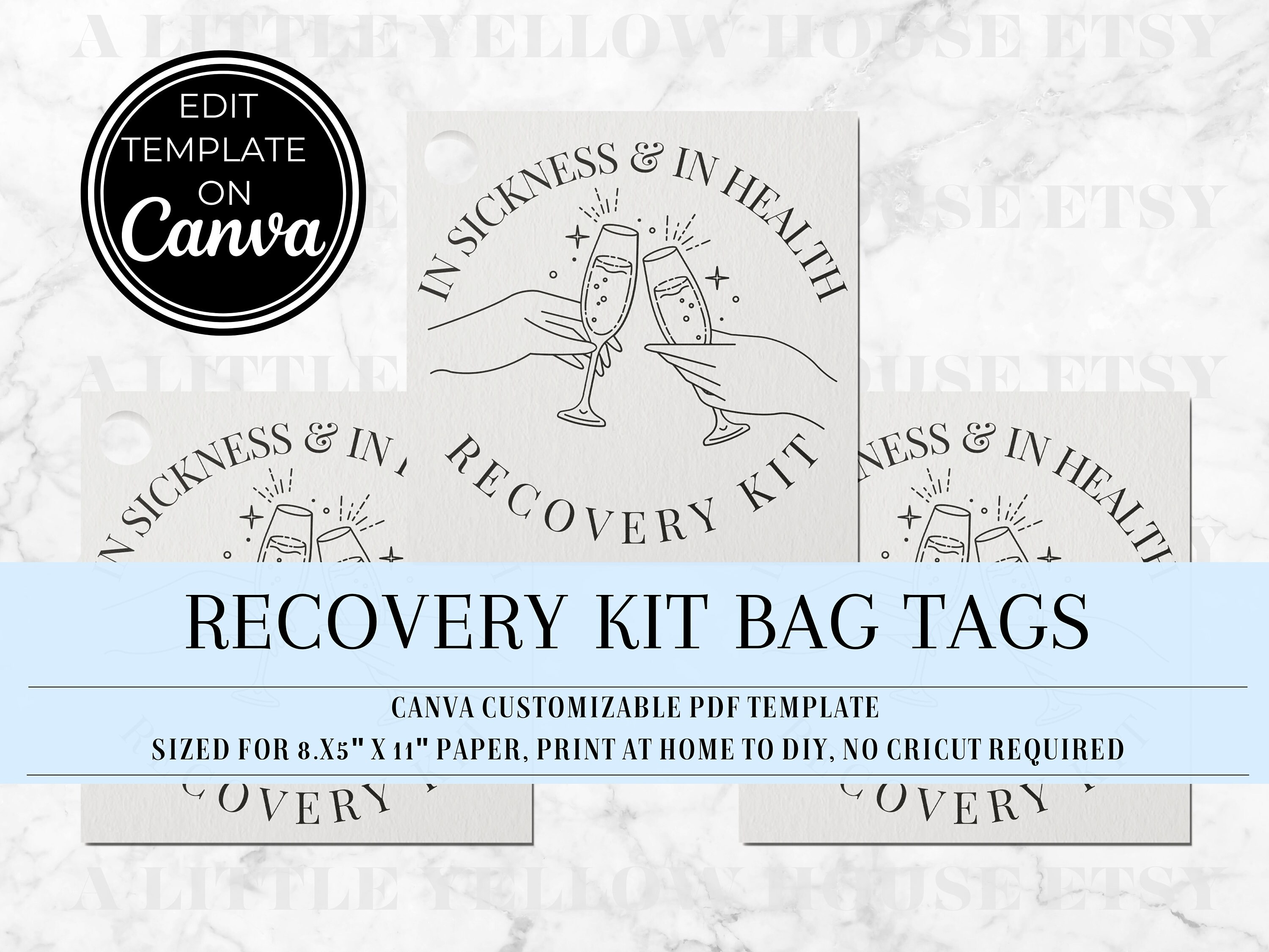 Hangover Recovery Kit Gift Tag Wedding, CANVA Template, DIY Print at ...