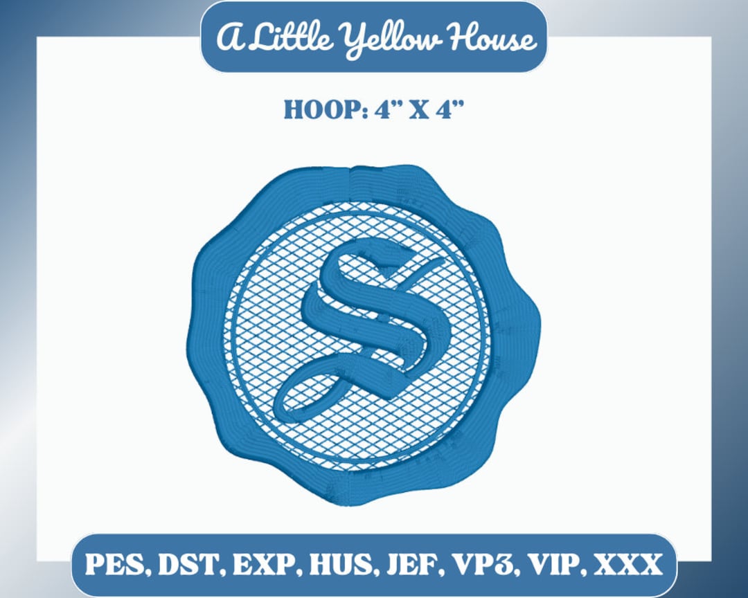 Old English S Crest Embroidery Design File .pes, .dst, .exp, .jef, .hus ...