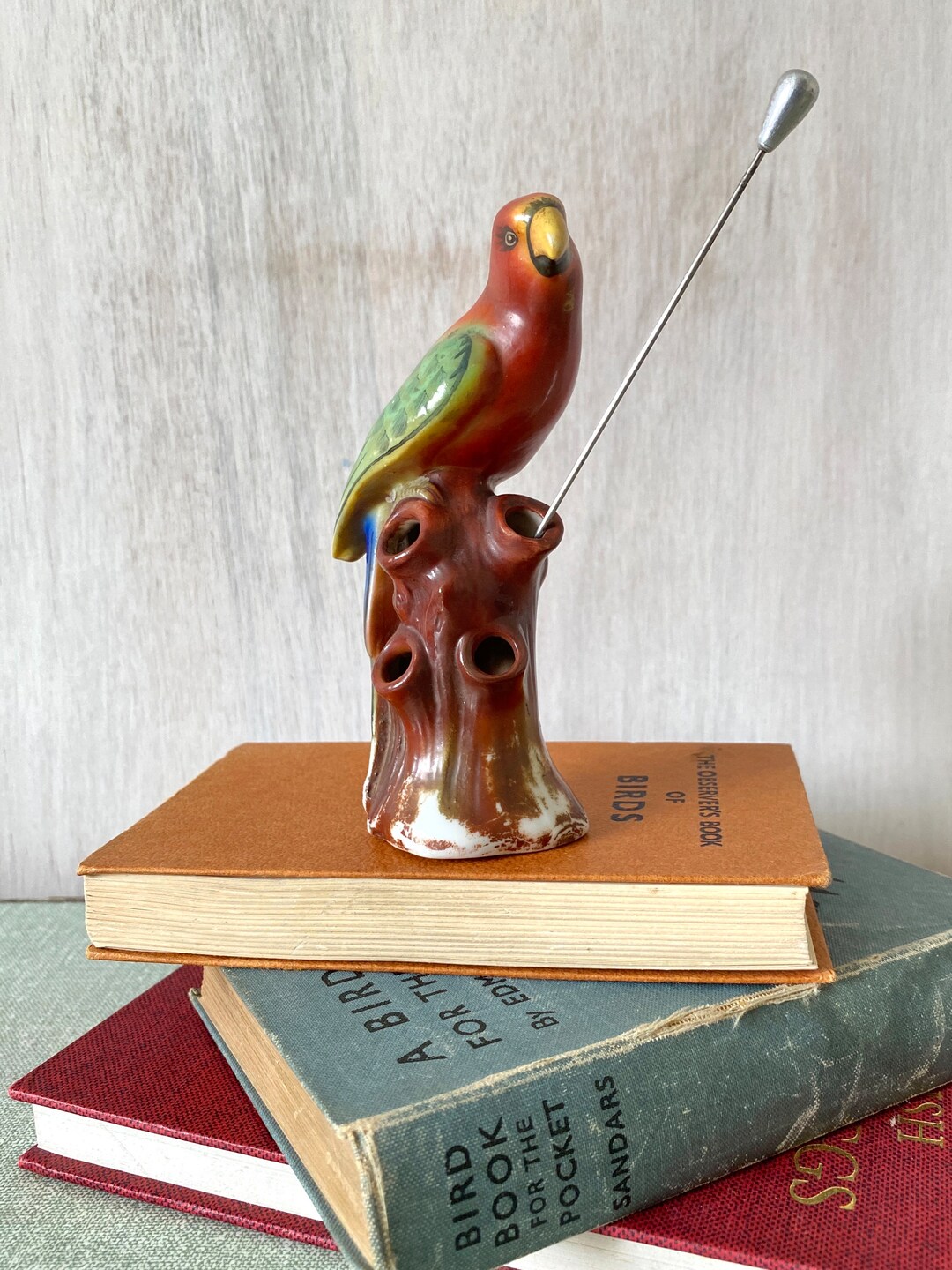 Vintage Bird Figurine|ceramic Bird Hat Pin Holder |parrot Hat Pin ...