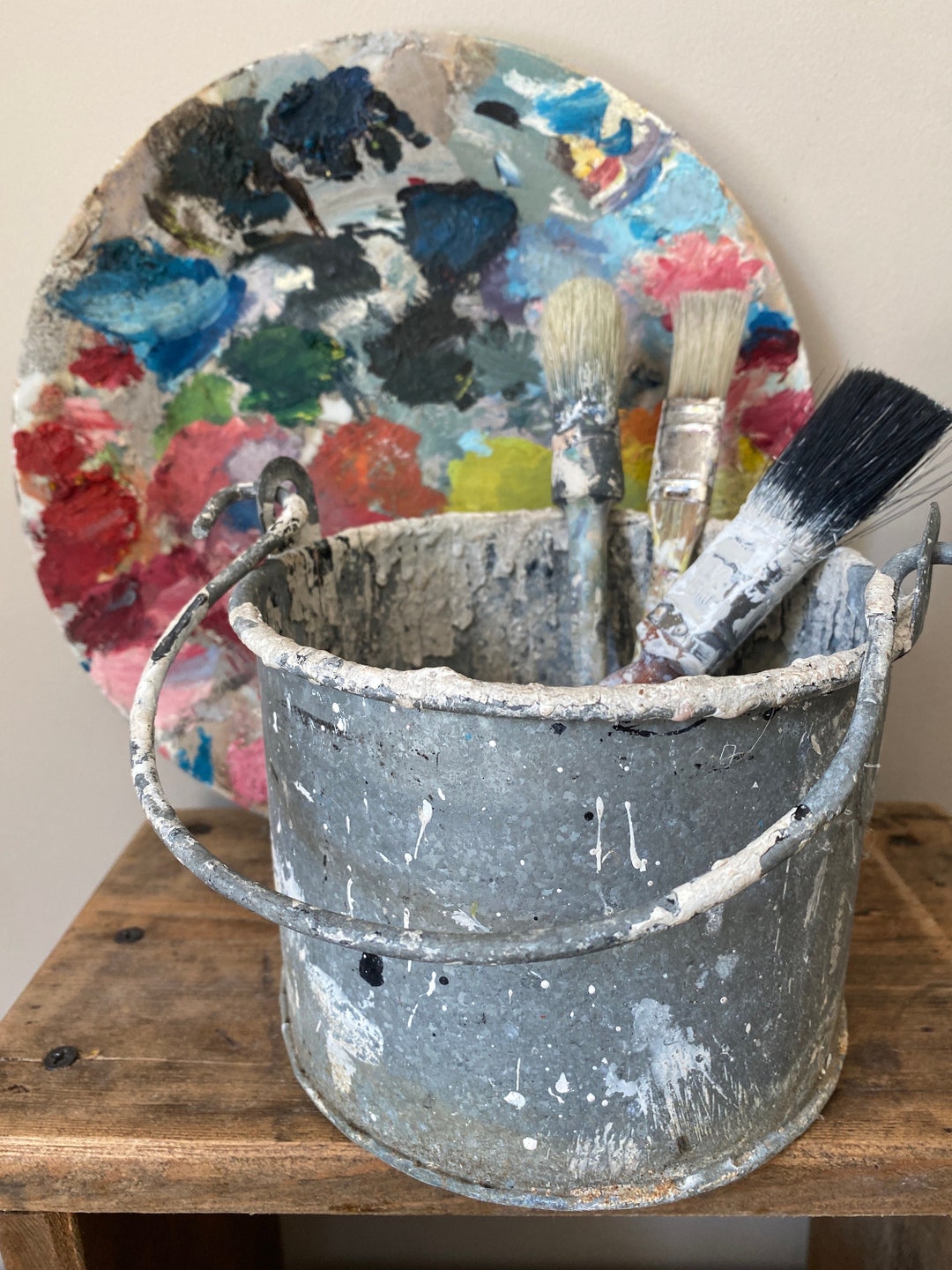 Vintage Paint Pot|metal Paint Can|rustic Paint Pot|metal Paint Kettle ...