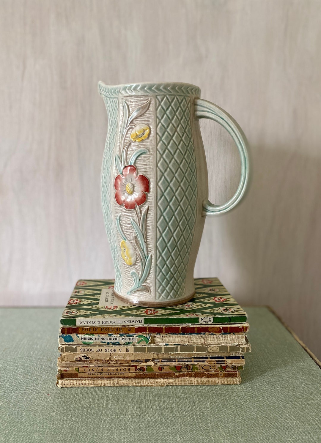 Large Vintage Floral Jug|h J Wood Jacobean Pattern Jug|ceramic Jug With ...