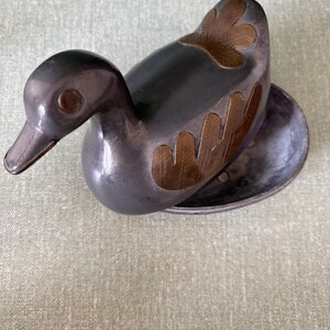 Vintage Pewter and Brass Duck|vintage Duck Trinket Dish|duck Shaped ...