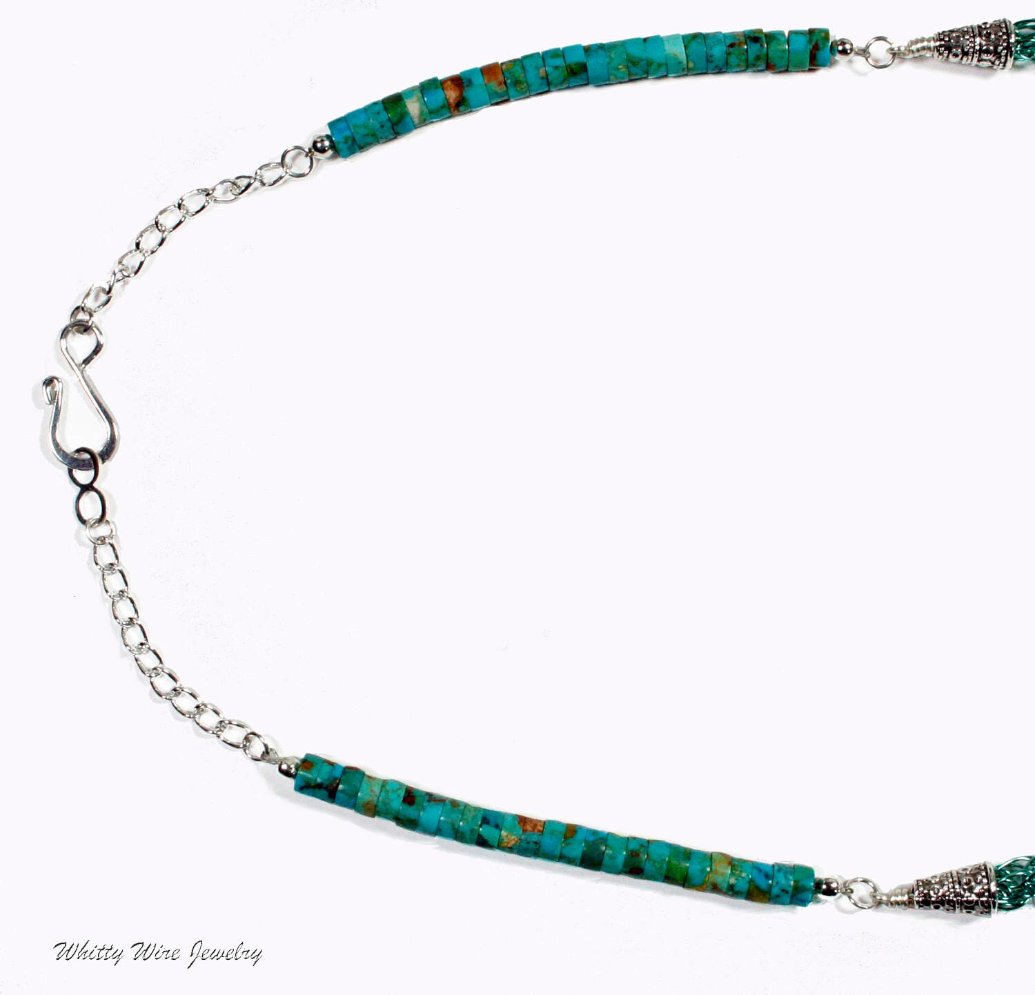 Turquoise Viking Knit Necklace Naturalturquoise Beads and Tarnish ...