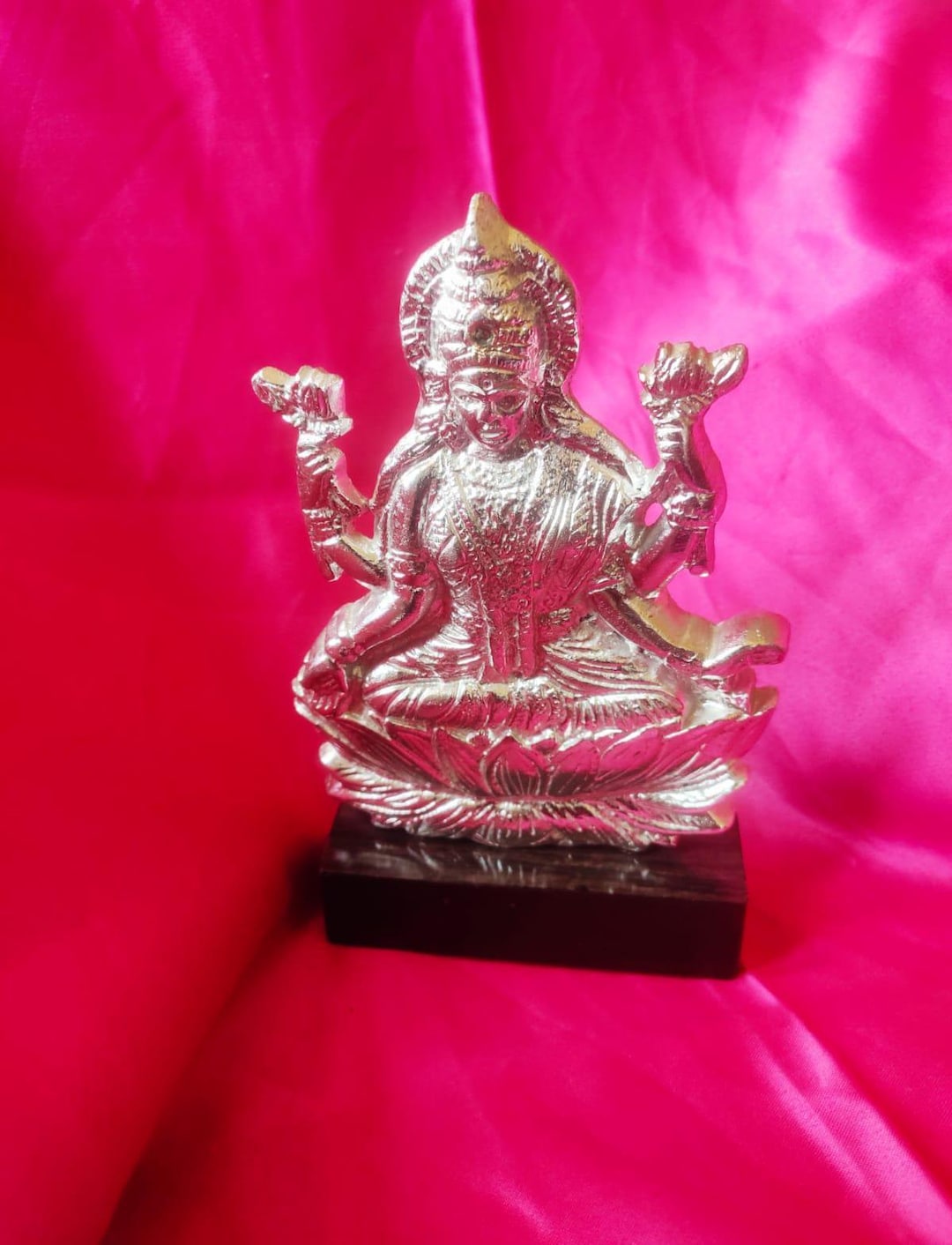 Mata Lakshmi Statue: White Metal Hindu Goddess Figurine, Home Altar ...
