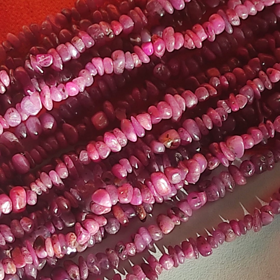 Ruby Uncut Chips 9 Strands Lot Plain Beads 35" Natural Gemstone ...