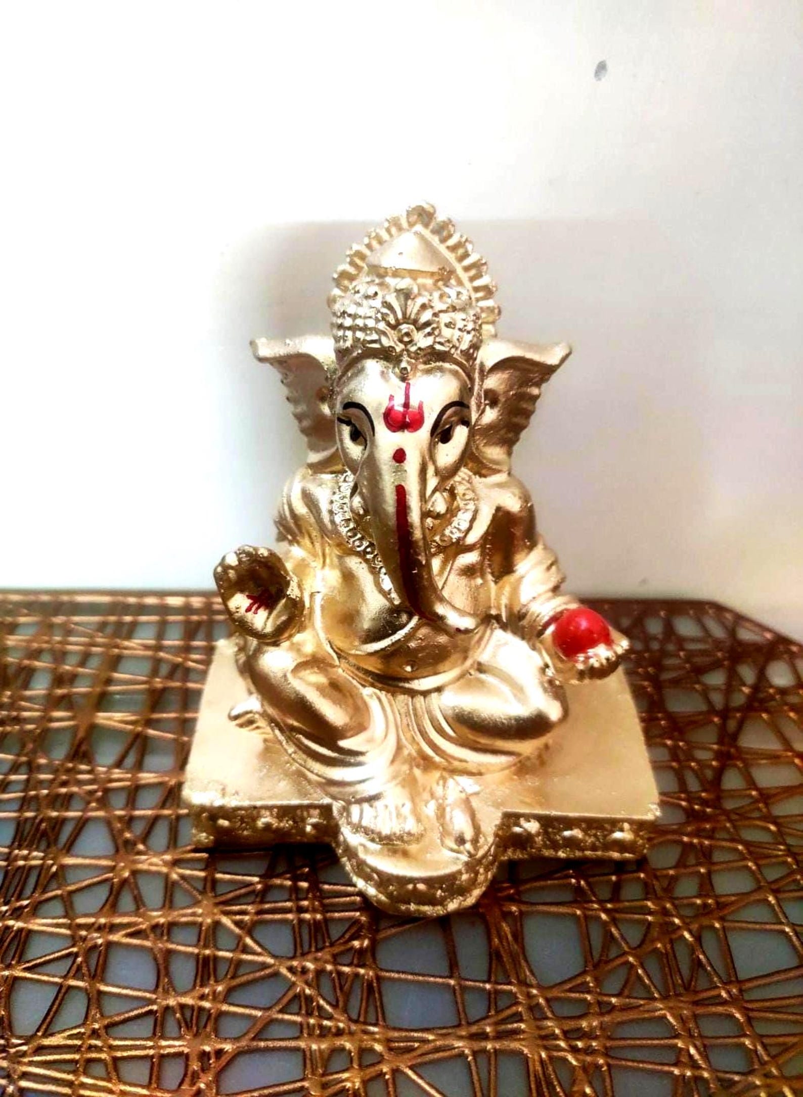 Mini Ganesha Statue: Handcrafted Car Dashboard Idol, Good Luck Figurine ...