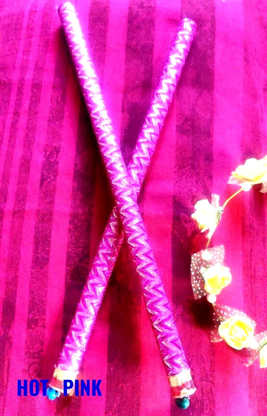 Handcrafted Dandiya Sticks Pair, Hot Ruby Pink, Navratri Dance - Etsy