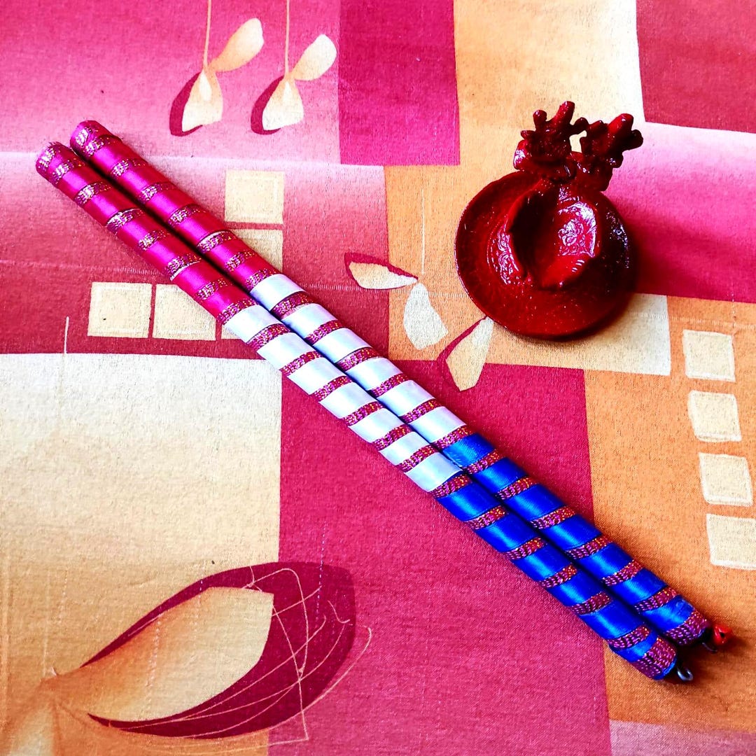 Handcrafted Garba Dandiya Sticks Pair for Navratri, Wedding, Sangeet ...