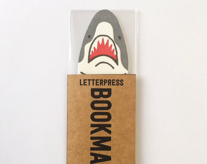 Shark Bookmark Letterpress - Etsy