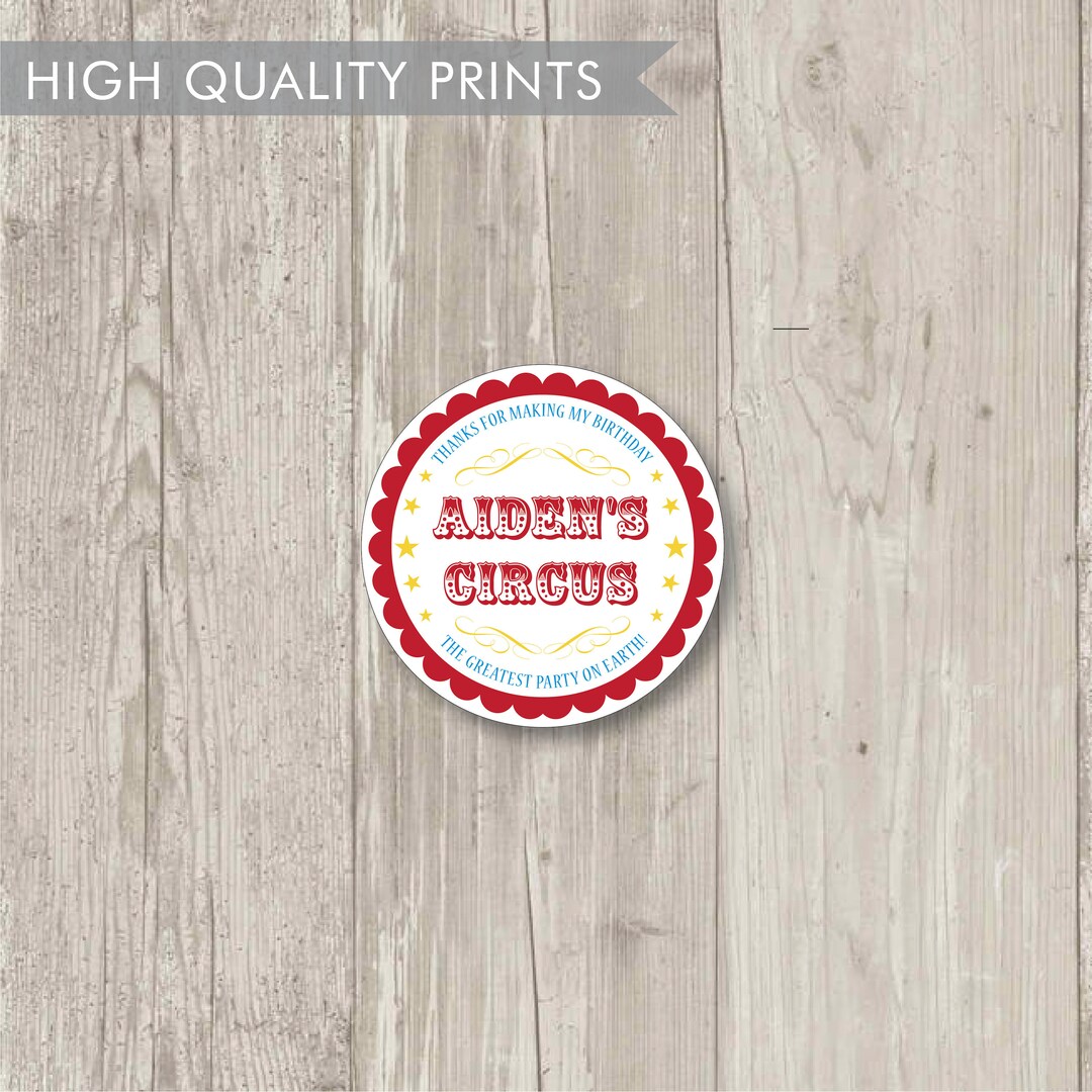 Custom Circus Circle Labels (5) – Children’s Carnival Birthday Party ...