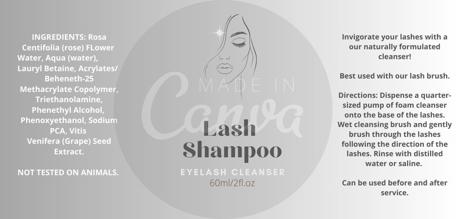 Lash Shampoo Customizable CANVA Template - Etsy
