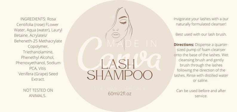 Lash Shampoo Lash Bath Label Template CANVA Customizable - Etsy