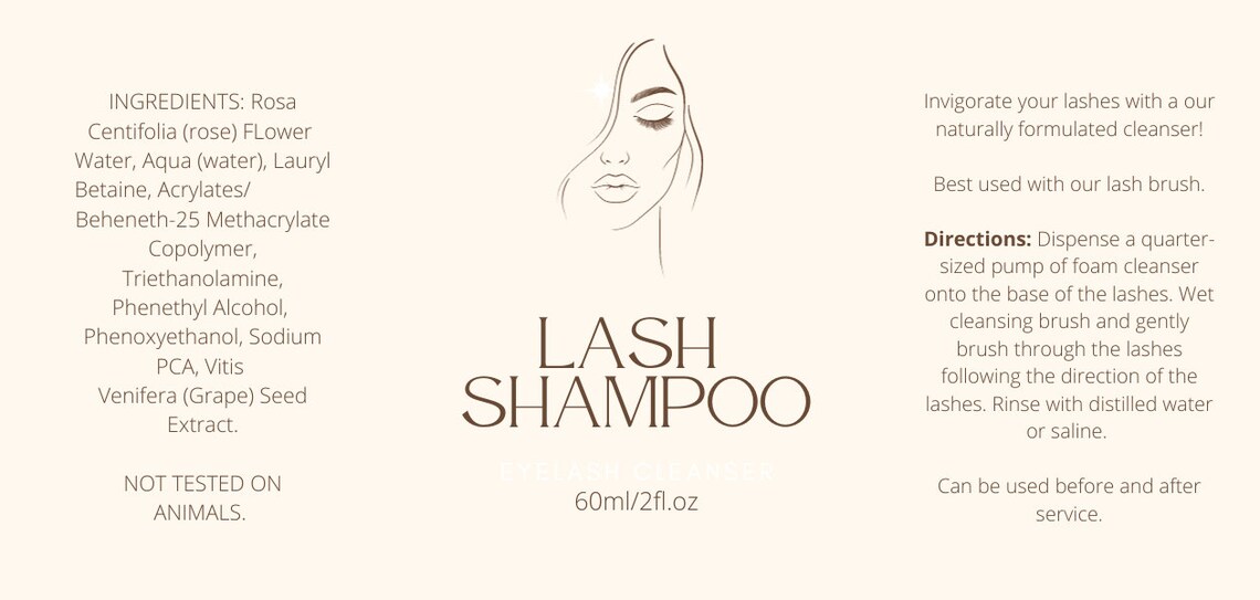 Lash Shampoo Lash Bath Label Template CANVA Customizable - Etsy