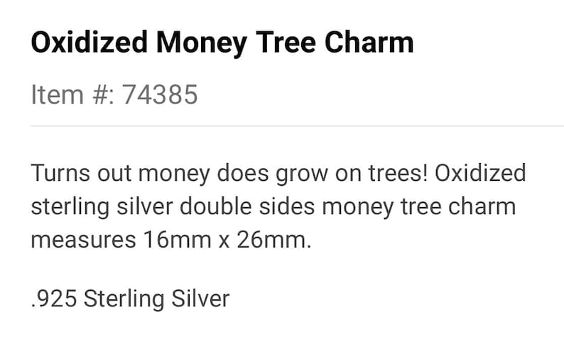 Sterling Silver MONEY TREE Traditional Charm - Etsy