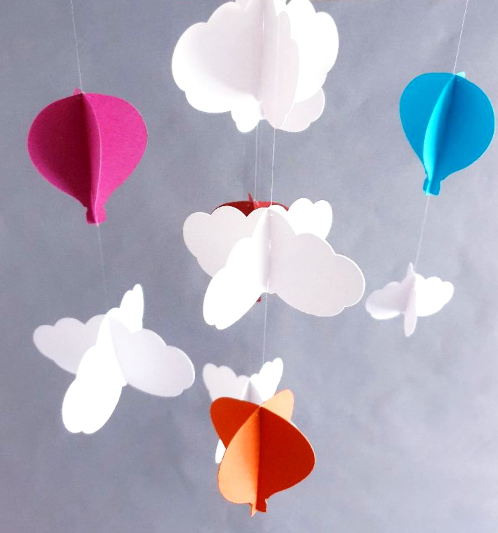 Cloud Baby Mobile - Hot Air Balloon Nursery Mobile - Handmade Paper ...
