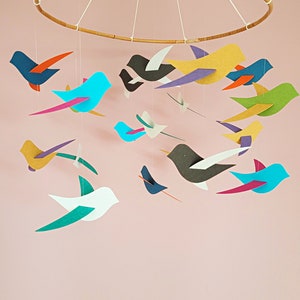 Nursery Decor Baby Mobile Baby Shower Gift Gift for Kids Rainbow Birds ...