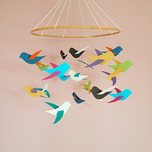 Nursery Decor Baby Mobile Baby Shower Gift Gift for Kids Rainbow Birds ...