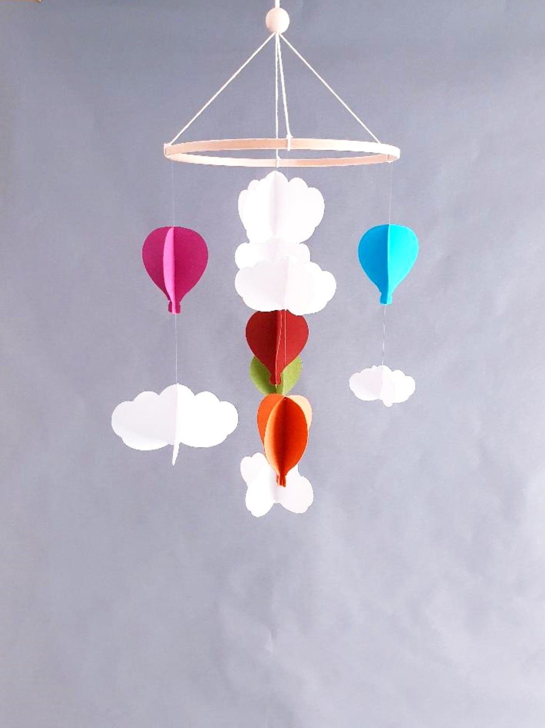 Cloud Baby Mobile - Hot Air Balloon Nursery Mobile - Handmade Paper ...