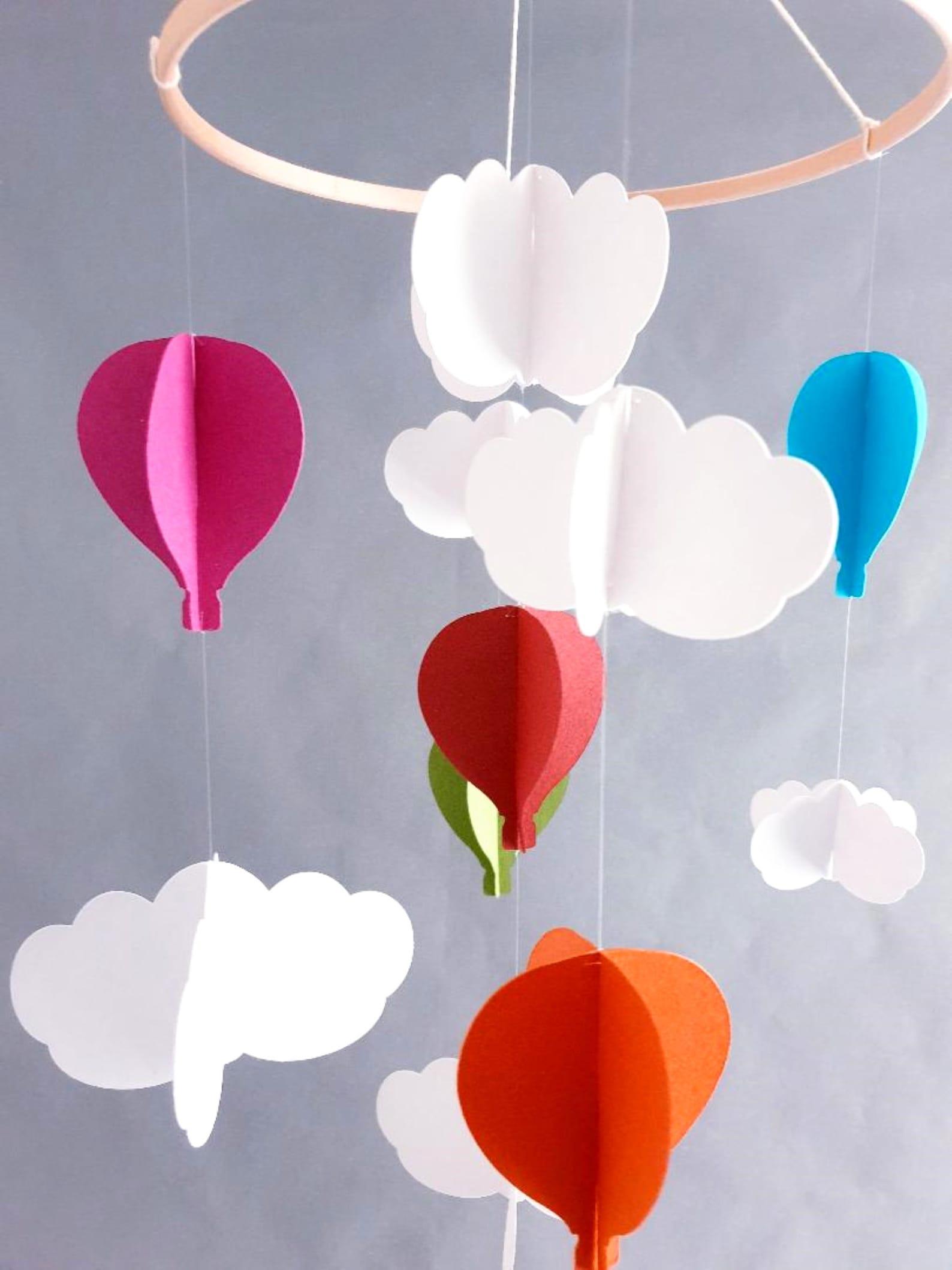 Cloud Baby Mobile - Hot Air Balloon Nursery Mobile - Handmade Paper ...