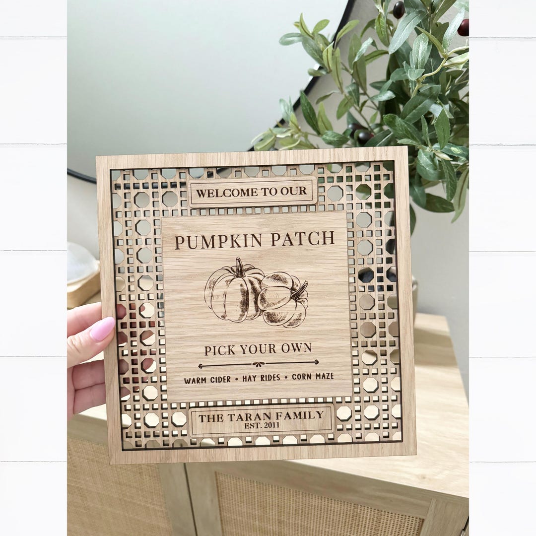 Rattan Wall Sign, Fall Decor, Personalized, Pumpkin Patch Sign, Organic ...