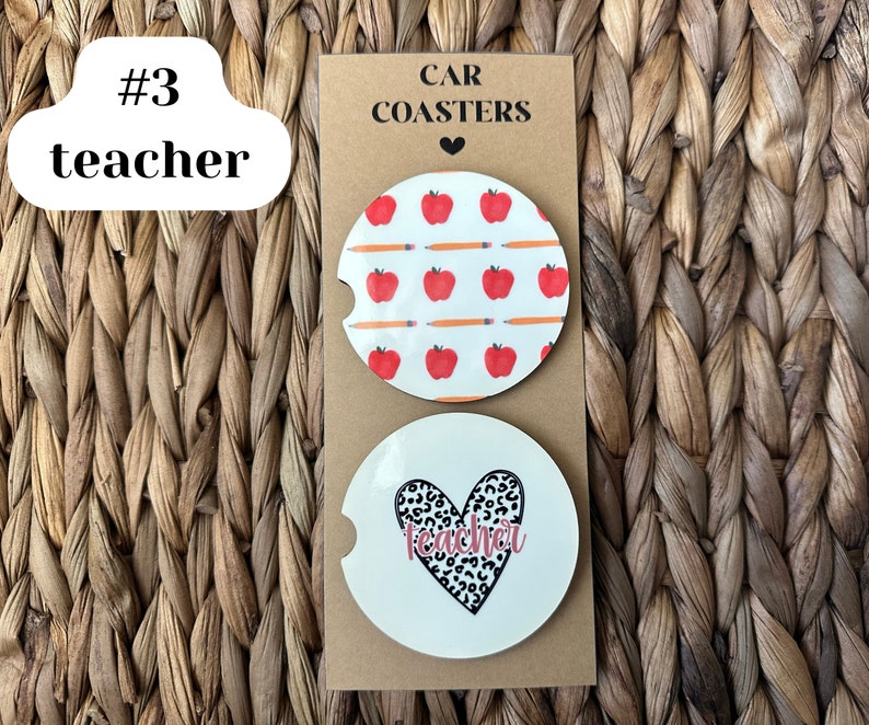 Teacher Car Coasters Teacher Collection Car Coasters Set - Etsy