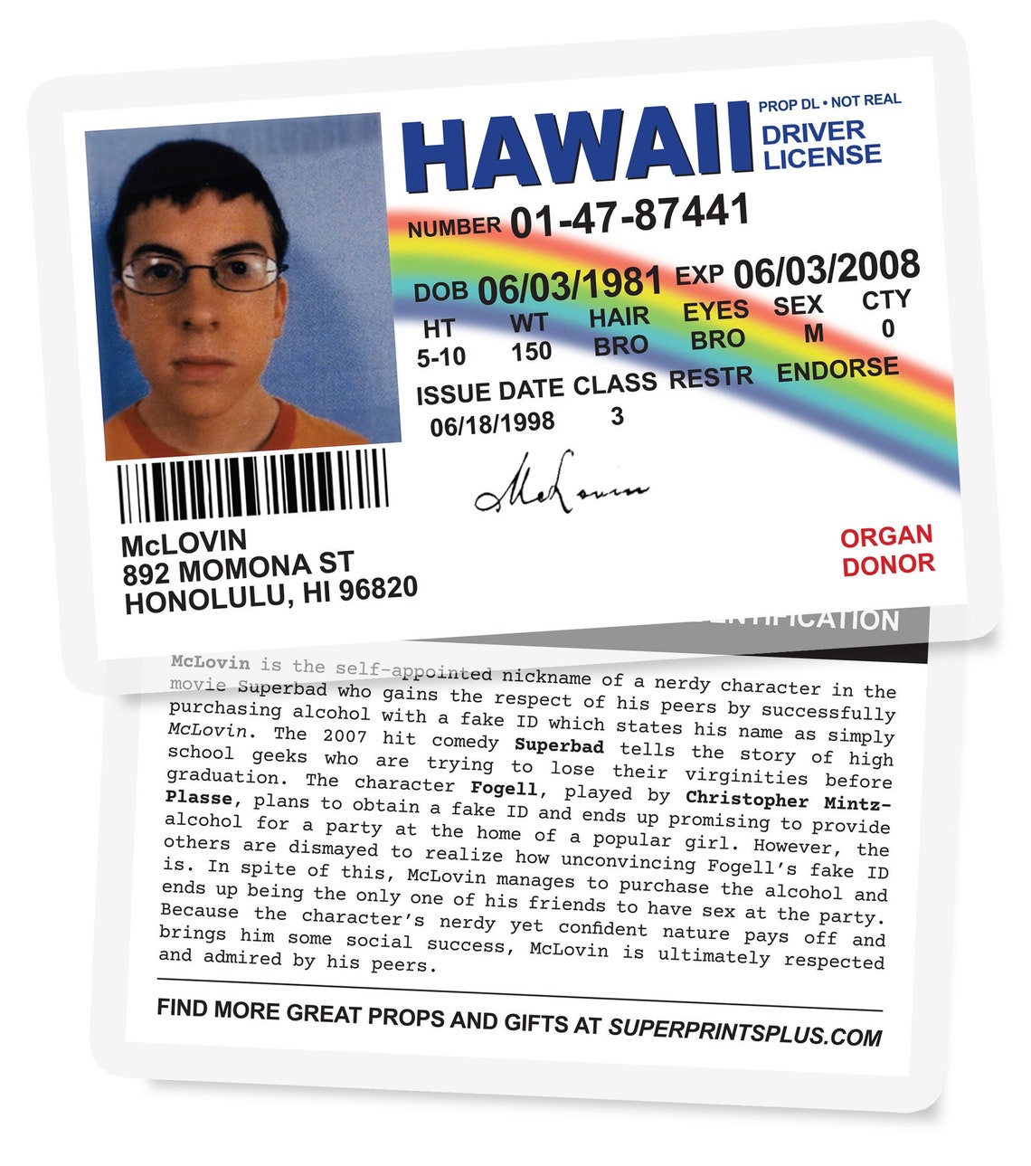 Mclovin Fake ID Mclovin License Superbad Mclovin Superbad Fake ID - Etsy