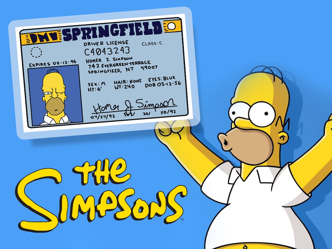 Homer Simpson ID Card the Simpsons Springfield Drivers - Etsy Ireland