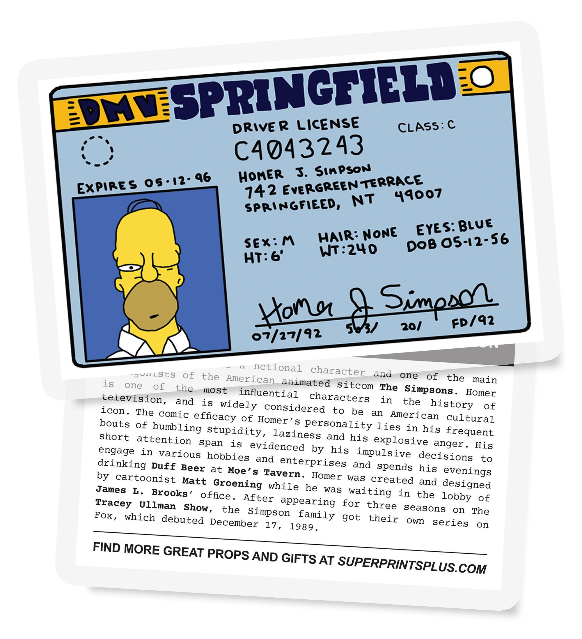 Homer Simpson ID Card the Simpsons Springfield Drivers License Best ...