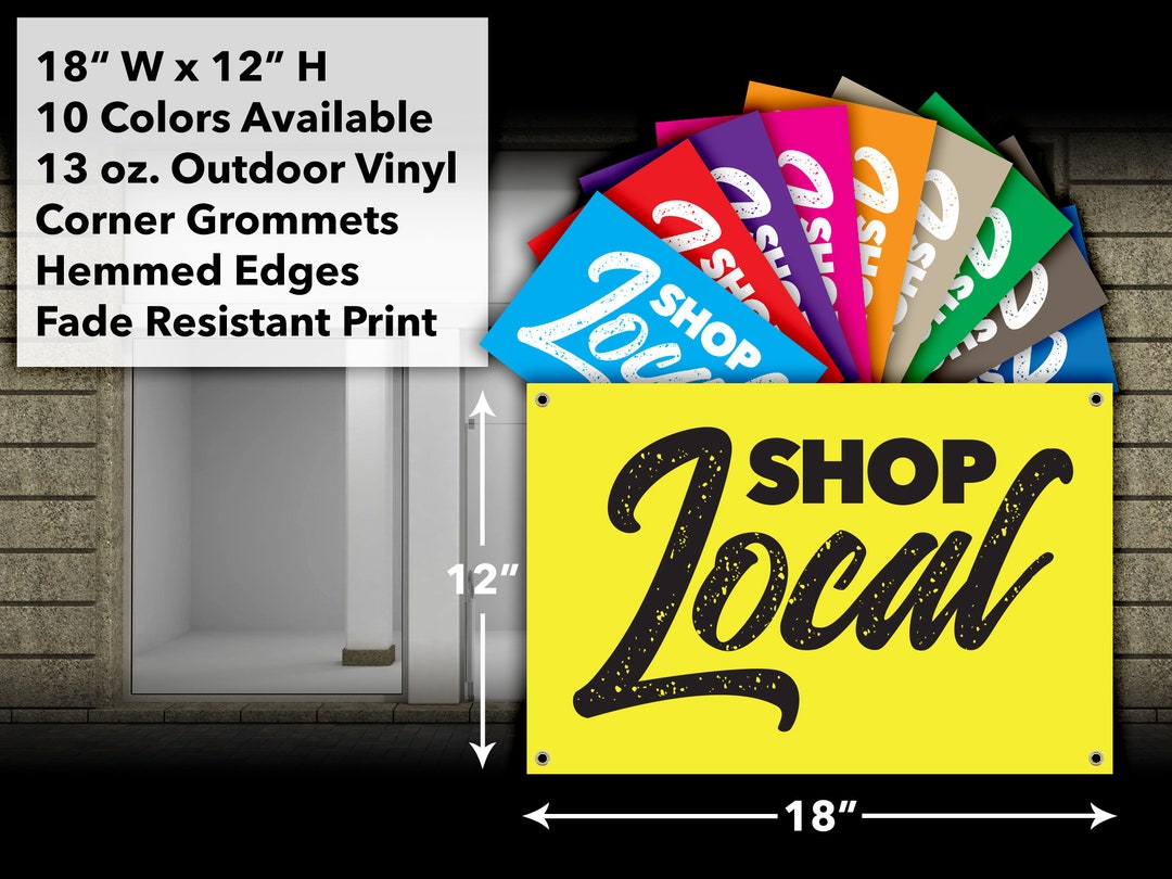 Shop Local Sign Vinyl Banner Flag Poster Small Business Vendor Cafe ...