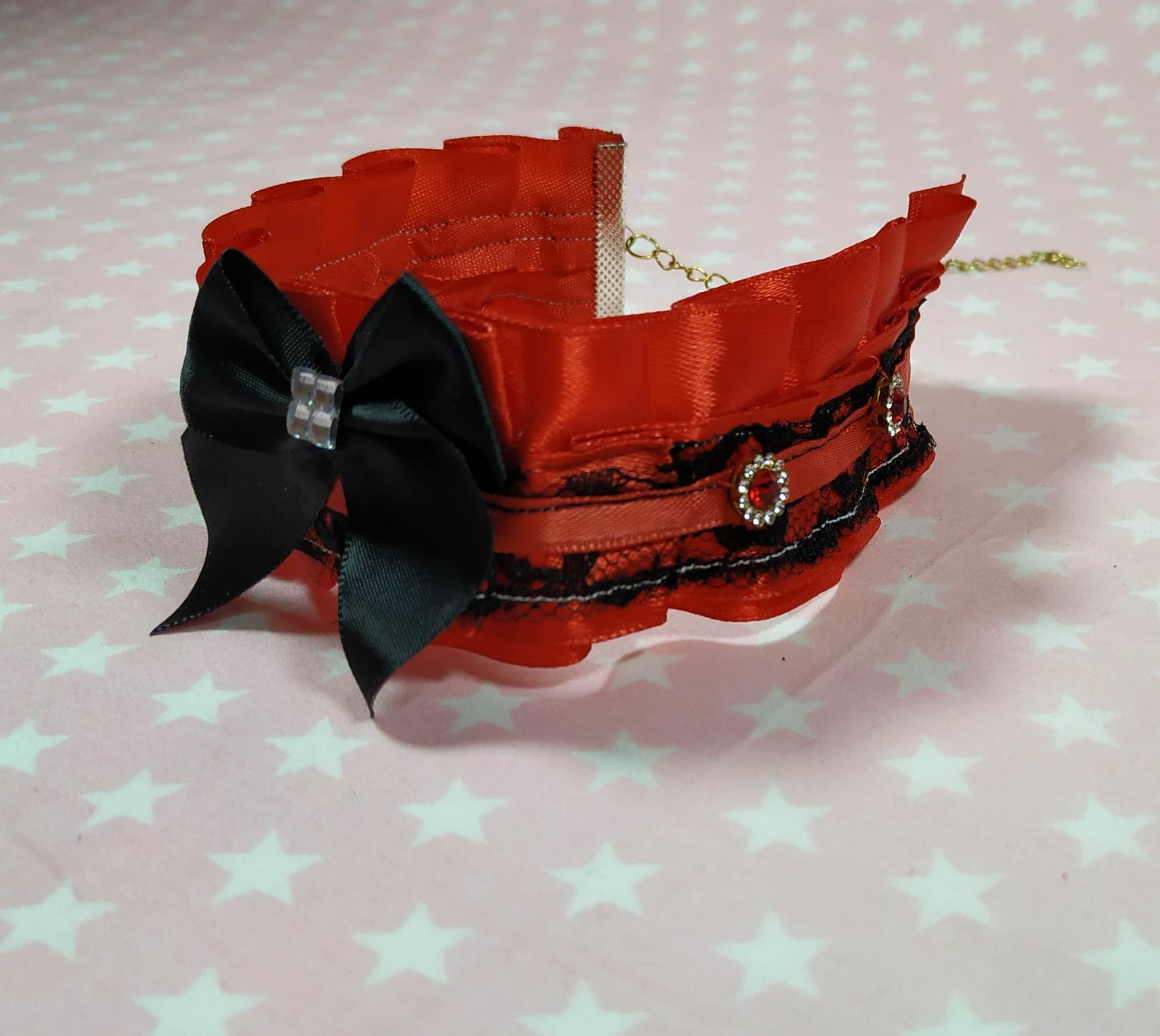 Red and Black Lace Choker, Lace Choker, Kawaii Choker - Etsy