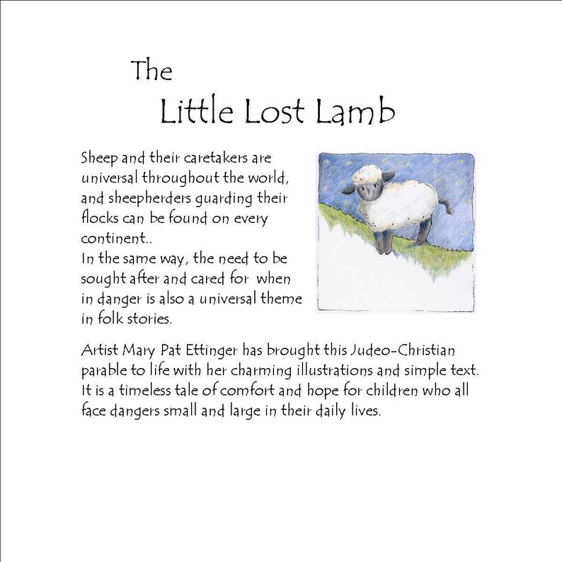 Children's Book the Little Lost Lamb by Mary Pat Ettinger. A Timeless ...