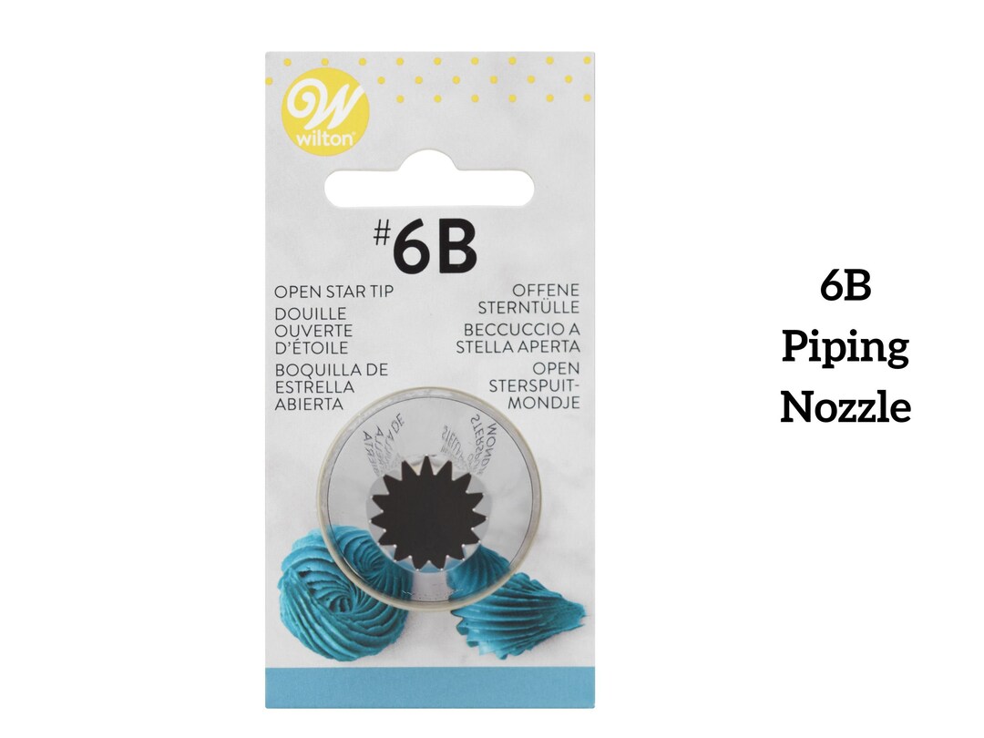 Wilton 6B Piping Nozzle, Stainless Steel Tip, Open Star Nozzle, Cake ...