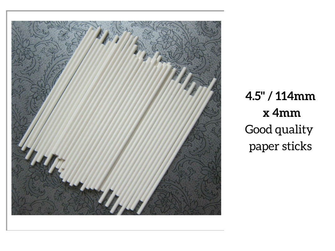 4.5" Paper Lollipop Sticks, Lolly Sticks, Cake Pop Sticks, Baking ...