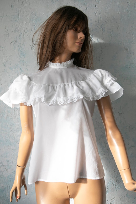 80s woman Vintage Victorian style sheer polyester fr… - Gem