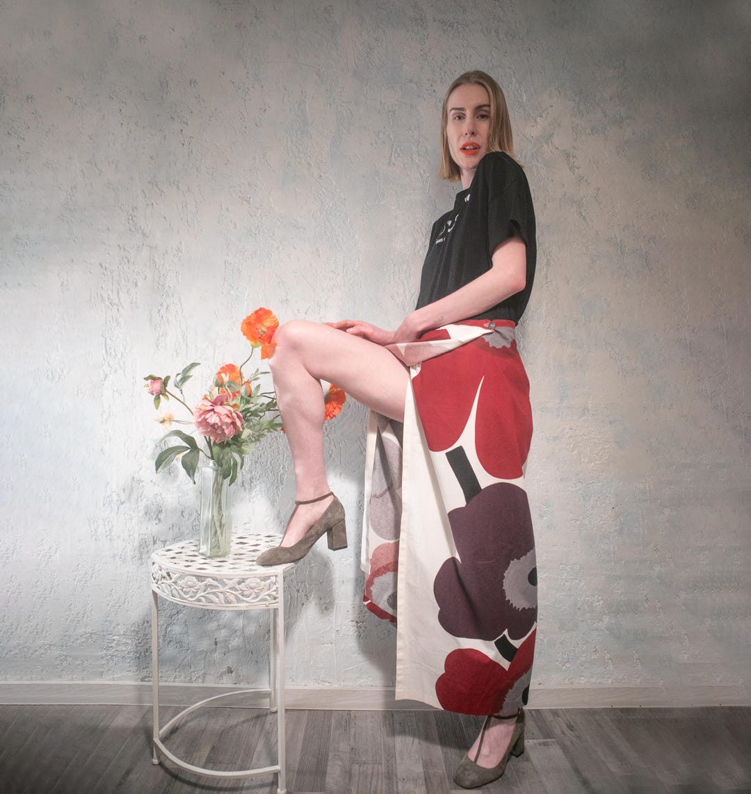 70s Marimekko Unikko Bold Flower Skirt Original Fabric Handmade Vintage ...